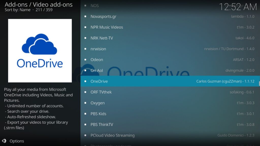 Microsoft OneDrive ca si sursa in KODI - Subiectiv